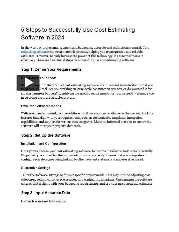 PPT – 5 crucial steps to successfully use cost estimating software ...