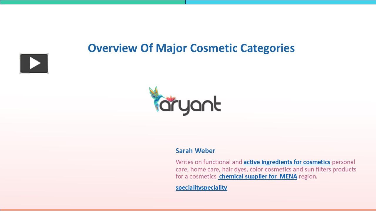 Overview Of Major Cosmetic Categories presentation | free to download