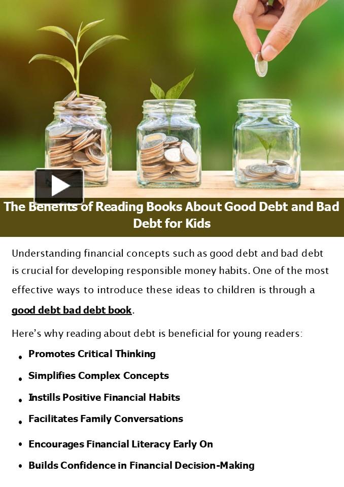 The Benefits of Reading Books About Good Debt and Bad Debt for Kids ...