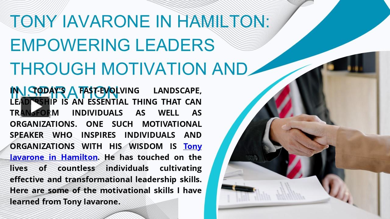Tony Iavarone in Hamilton: Empowering Leaders through Motivation and ...