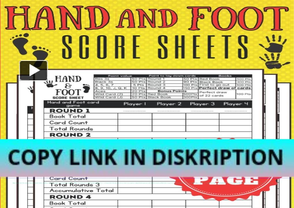 PPT – PDF DOWNLOAD Hand And Foot Score Sheets: 130 Large Hand and Foot ...