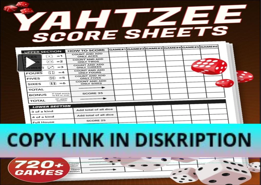 PPT – DOWNLOAD PDF 720+ Games Yahtzee Score Sheets: 720+ Score Games ...