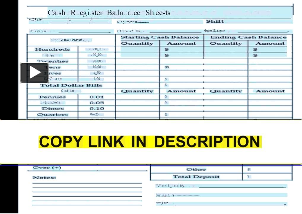DOWNLOAD/PDF Cash Register Balance Sheets: Simple Cashier Log Book for ...