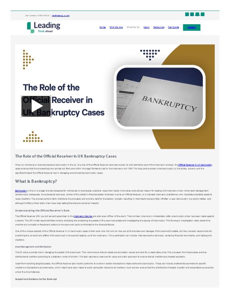 PPT – The Role of the Official Receiver in UK Bankruptcy Cases ...