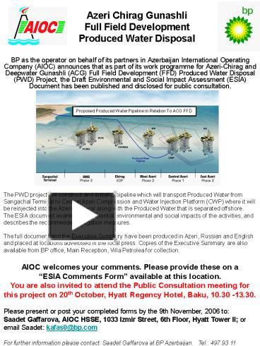 Azeri Chirag Gunashli Full Field Development Produced Water Disposal ...