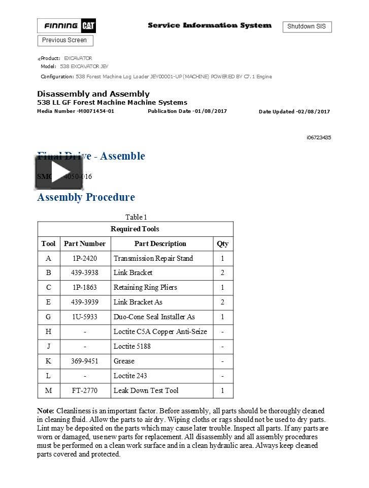 Caterpillar Cat 538 EXCAVATOR (Prefix JEY) Service Repair Manual ...