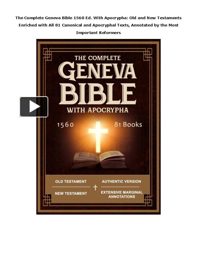 DOWNLOAD(PDF) The Complete Geneva Bible 1560 Ed. With Apocrypha: Old ...