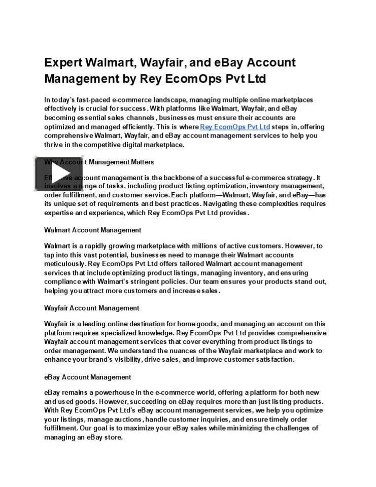 PPT – Expert Walmart, Wayfair, and eBay Account Management by Rey ...