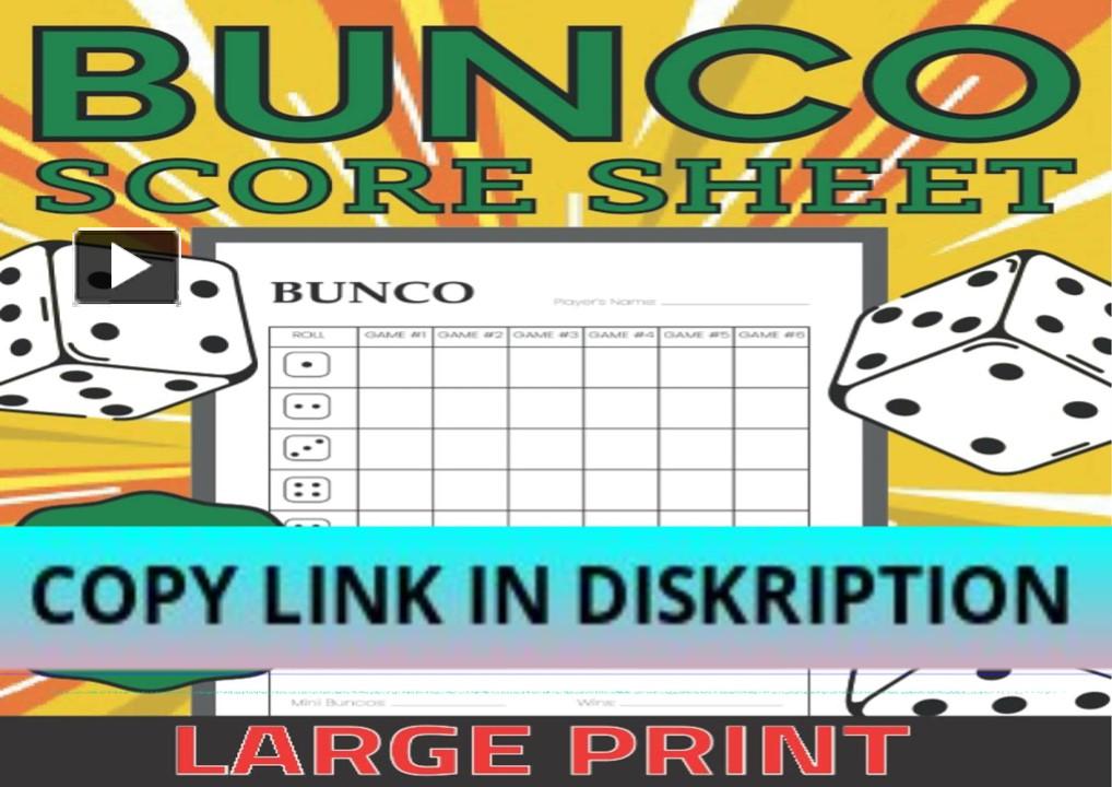 PPT – DOWNLOAD PDF Bunco Score Sheet - 150 Large Print Score Pages ...