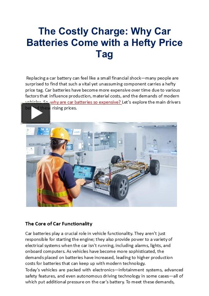 The Costly Charge- Why Car Batteries Come with a Hefty Price Tag ...