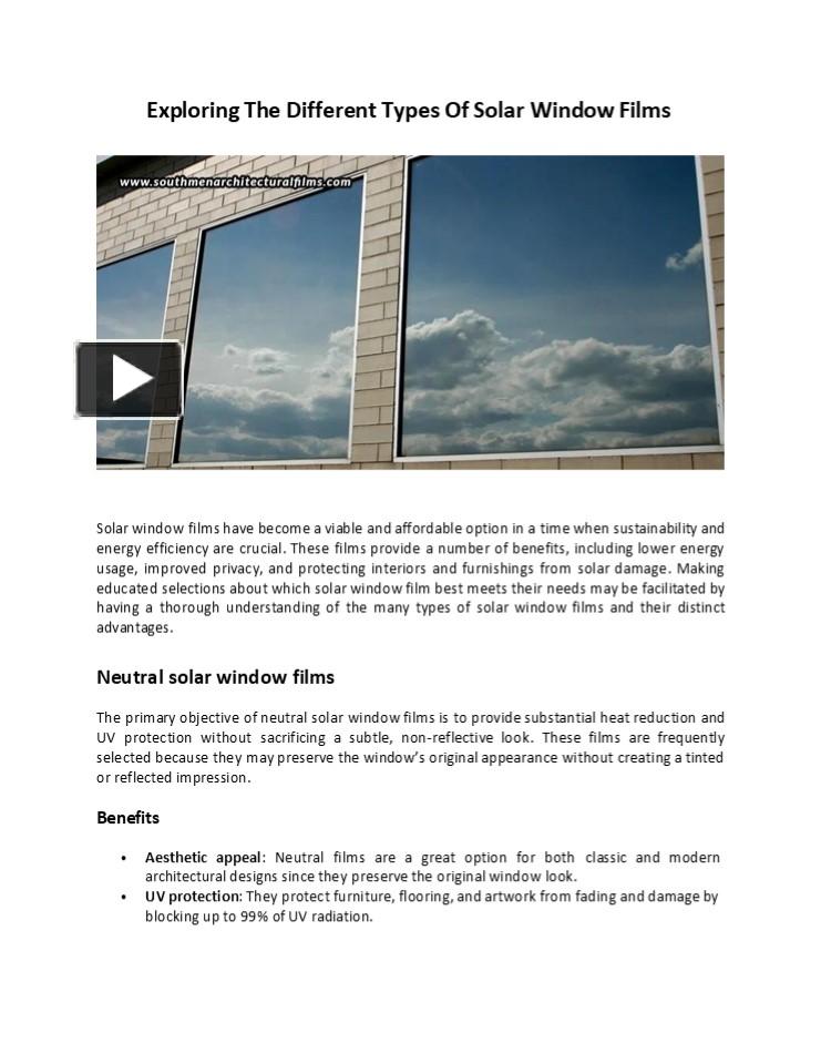 PPT – Exploring The Different Types Of Solar Window Films PowerPoint ...