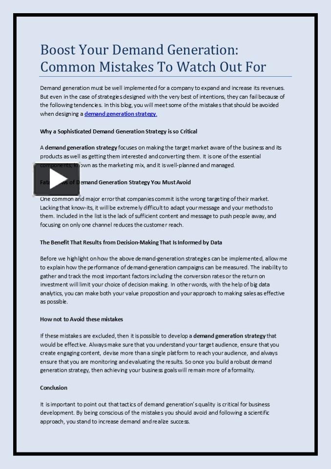 PPT – Boost Your Demand Generation: Common Mistakes To Watch Out For ...