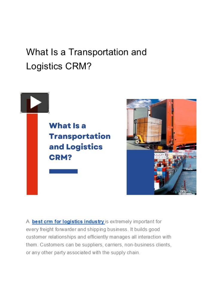 What Is a Transportation and Logistics CRM? (1) presentation | free to ...