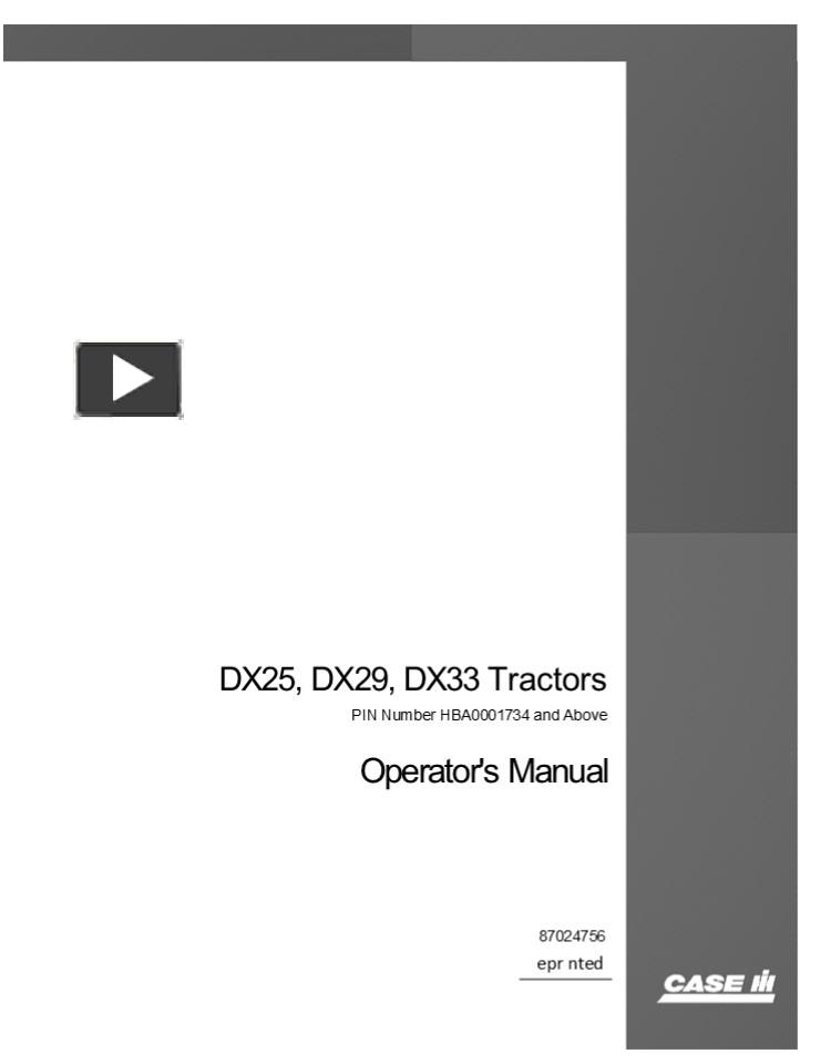PPT – Case IH DX25 DX29 DX33 Tractors (Pin Number.HBA0001734 and Above ...