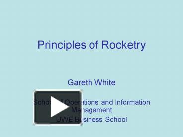 Principles of Rocketry presentation | free to view