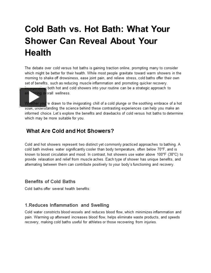Cold Bath Vs Hot Bath: Pros & Cons Your Shower Can Have On Your Health ...