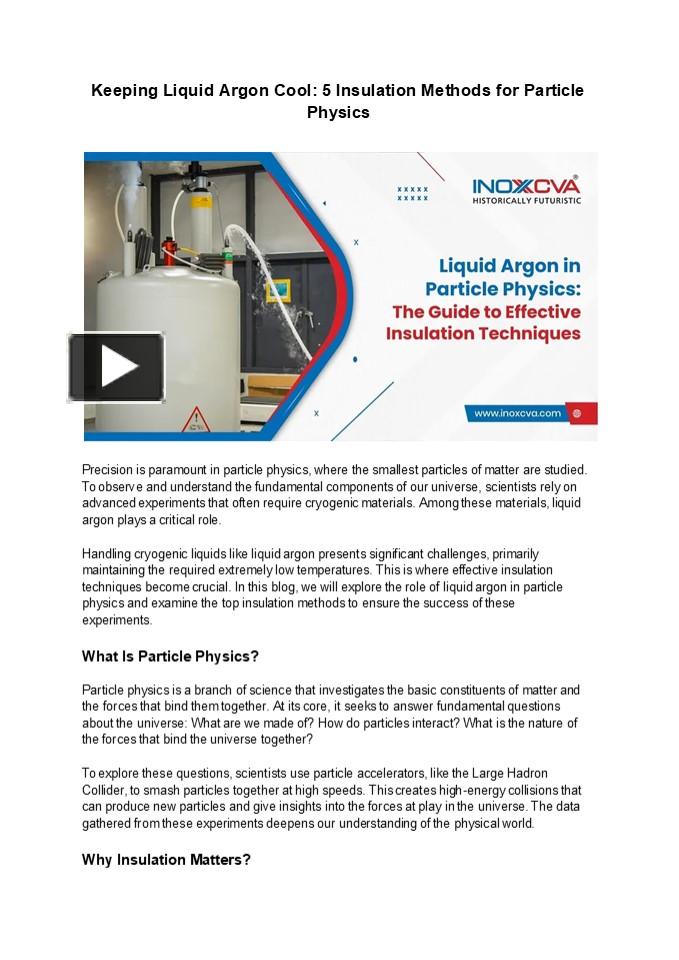 PPT – Keeping Liquid Argon Cool: 5 Insulation Methods for Particle ...