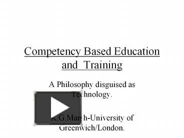 PPT – Competency Based Education and Training PowerPoint presentation ...