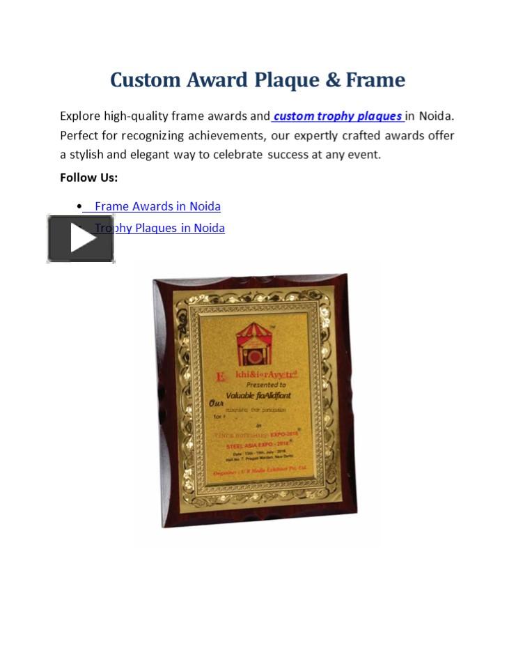 PPT – Custom Award Plaque & Frame PowerPoint presentation | free to ...