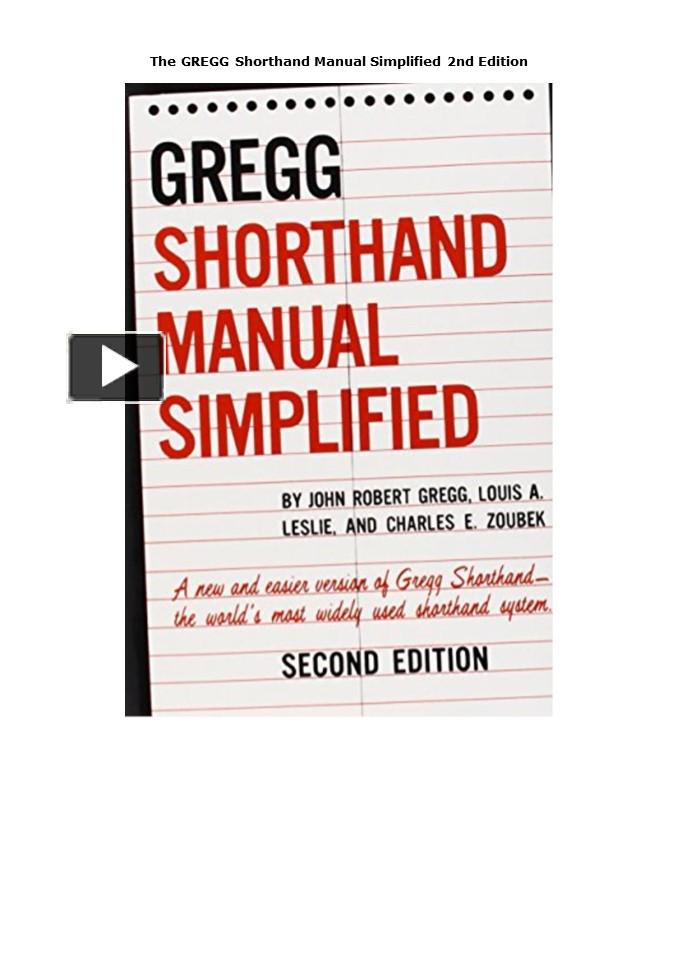 download The GREGG Shorthand Manual Simplified 2nd Edition presentation ...