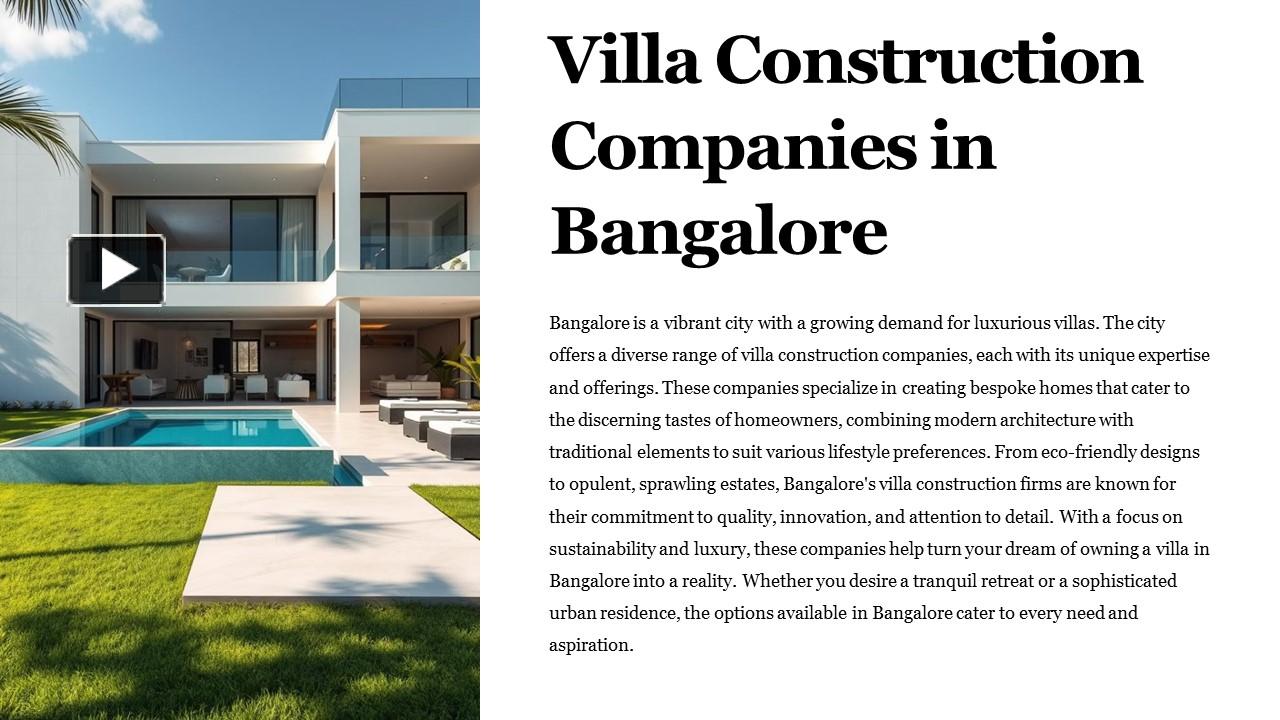 PPT – Villa Construction Companies in Bangalore PowerPoint presentation ...