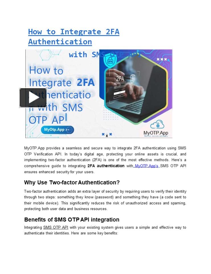 How to Integrate 2FA Authentication By MyOTP.App presentation | free to ...