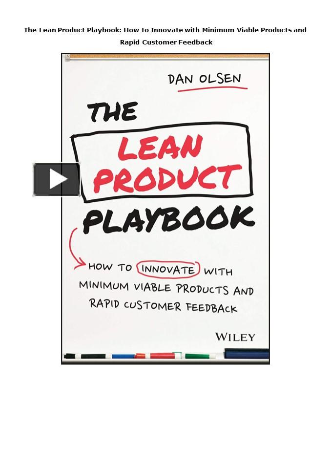 download The Lean Product Playbook: How to Innovate with Minimum Viable ...