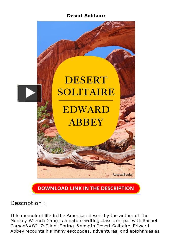 PPT – PDF Desert Solitaire PowerPoint presentation | free to download ...