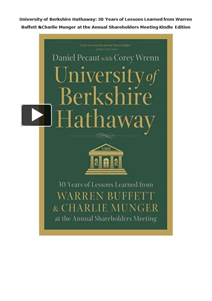 (DOWNLOAD) University of Berkshire Hathaway: 30 Years of Lessons ...