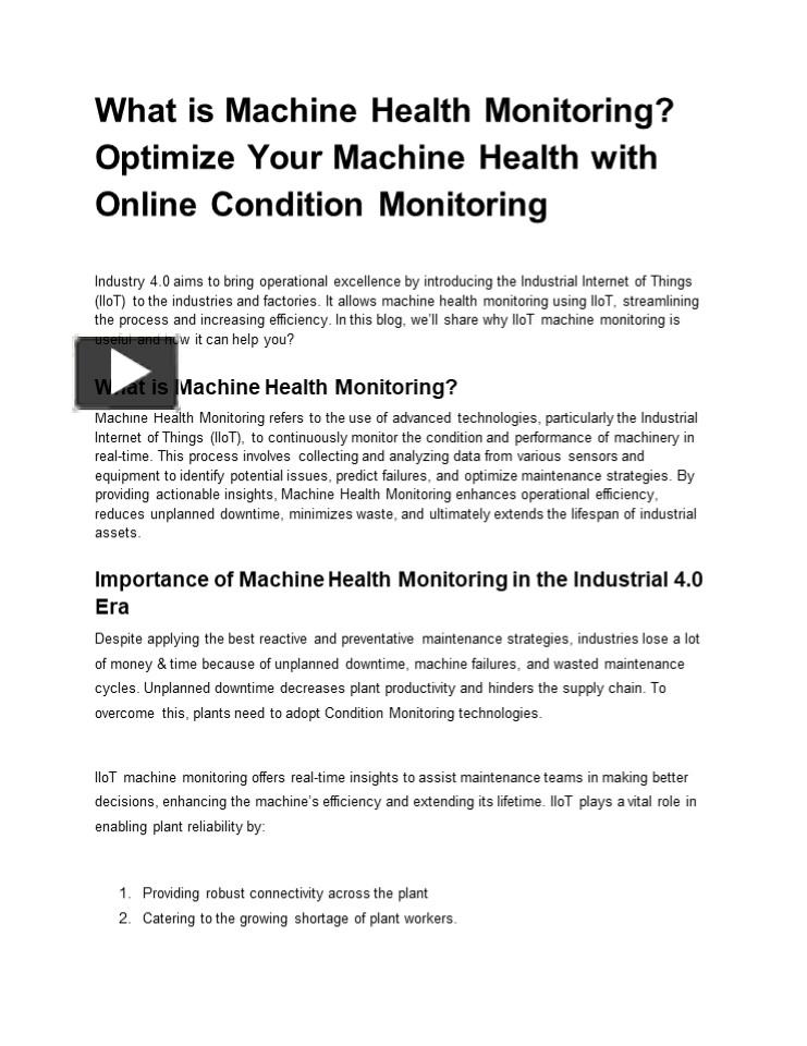 PPT – What is Machine Health Monitoring? Optimize Your Machine Health ...