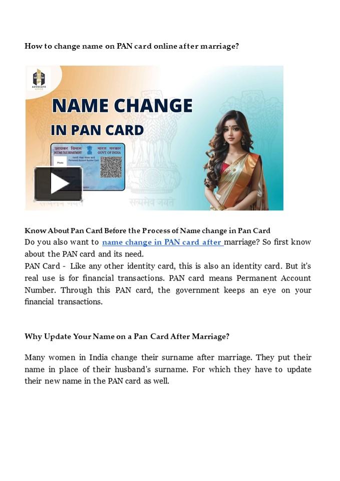 How to change name on PAN card online after marriage? presentation ...