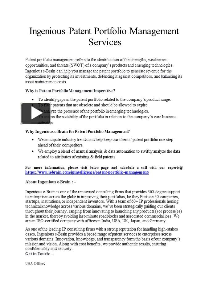 Patent Portfolio (2) presentation | free to download