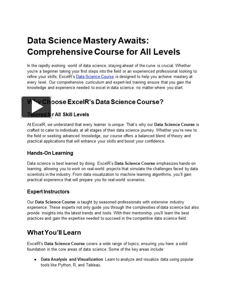 PPT – Data Science Mastery Awaits: Comprehensive Course for All Levels ...