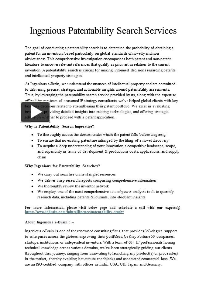 Patentability Search (6) presentation | free to download