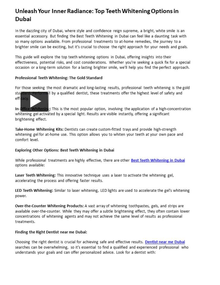 Unleash Your Inner Radiance Top Teeth Whitening Options in Dubai ...