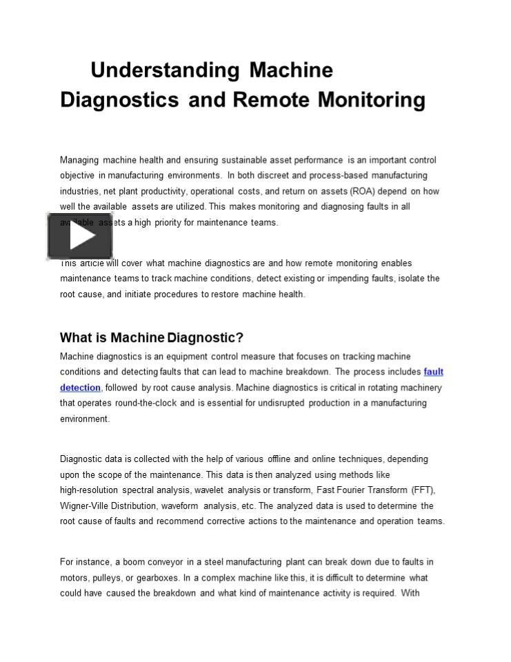 Understanding Machine Diagnostics and Remote Monitoring presentation ...