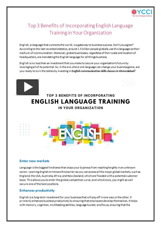 PPT – 3 Key Benefits of English Language Training for Organizations ...