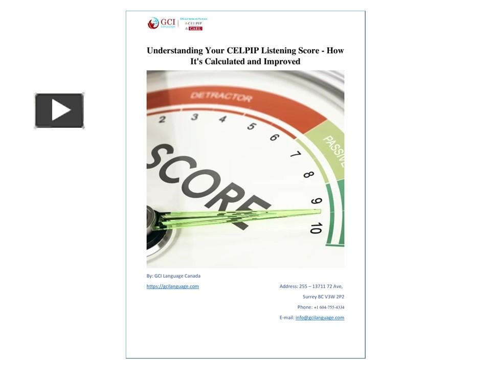 PPT – Understanding Your CELPIP Listening Score - How It's Calculated ...
