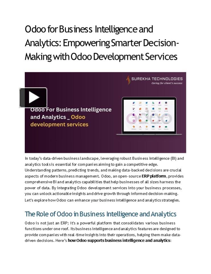 Odoo for Business Intelligence and Analytics: Empowering Smarter ...