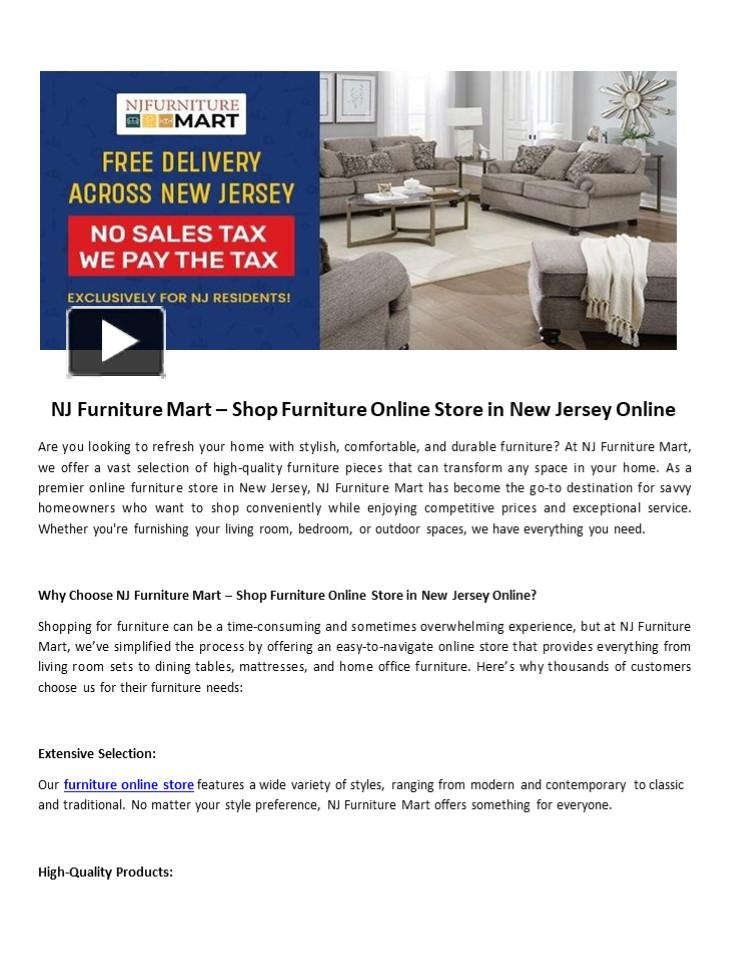 PPT – NJ Furniture Mart – Shopping Furniture Online Store in New Jersey ...