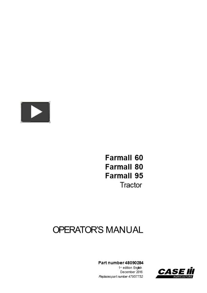 PPT – Case IH Farmall 60 Farmall 80 Farmall 95 Tractor Operator’s ...