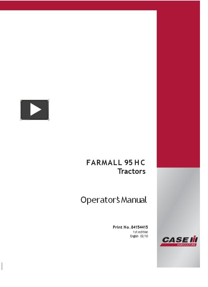 Case IH Farmall 95 HC Tractors Operator’s Manual Instant Download ...