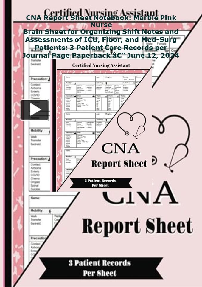 PPT – PDF ️Download ️ CNA Report Sheet Notebook: Marble Pink Nurse ...