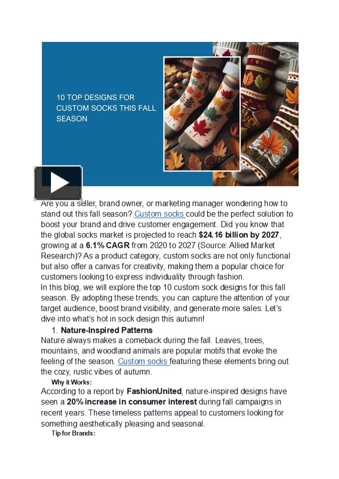 10 Top Designs for Custom Socks This Fall Season presentation | free to ...