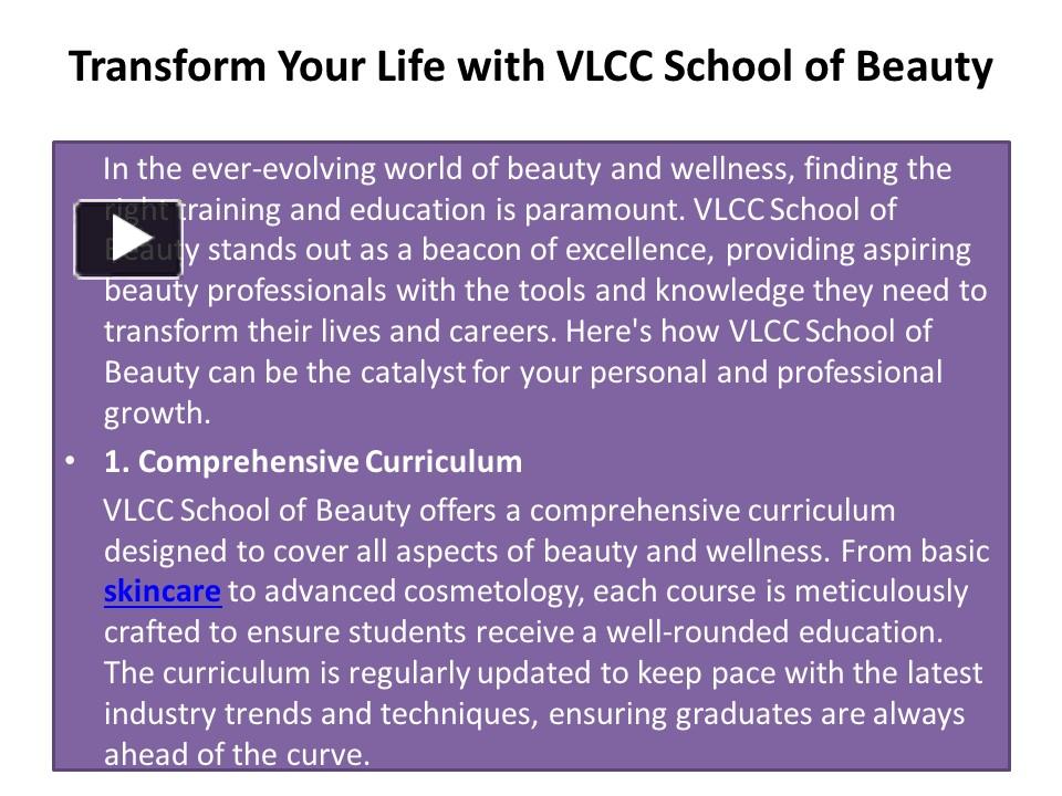 PPT – Transform Your Life with VLCC School of Beauty PowerPoint ...