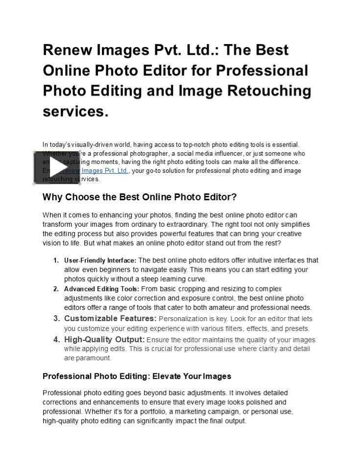 PPT – Renew Images Pvt. Ltd.: The Best Online Photo Editor for ...