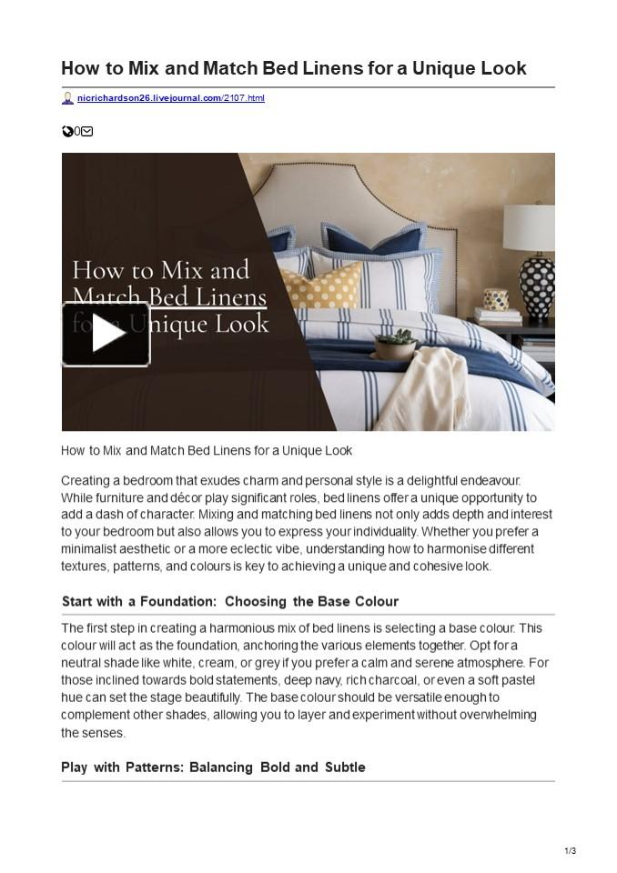 How to Mix and Match Bed Linens for a Unique Look (1) presentation ...
