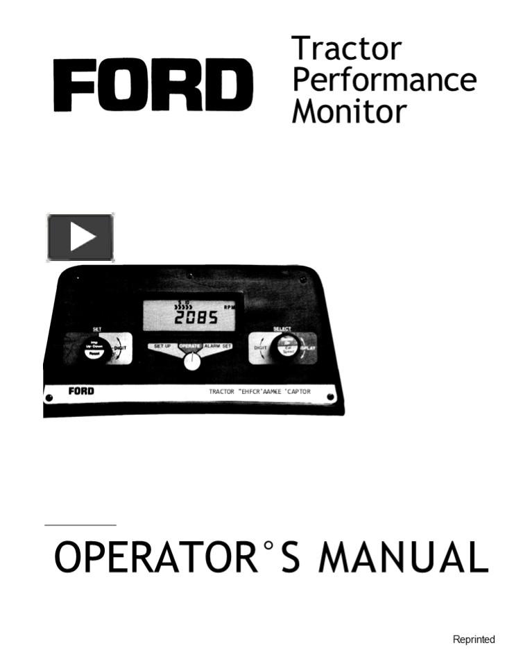 PPT – Ford Tractor Performance Monitor Operator’s Manual Instant ...