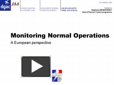 Monitoring Normal Operations presentation | free to view