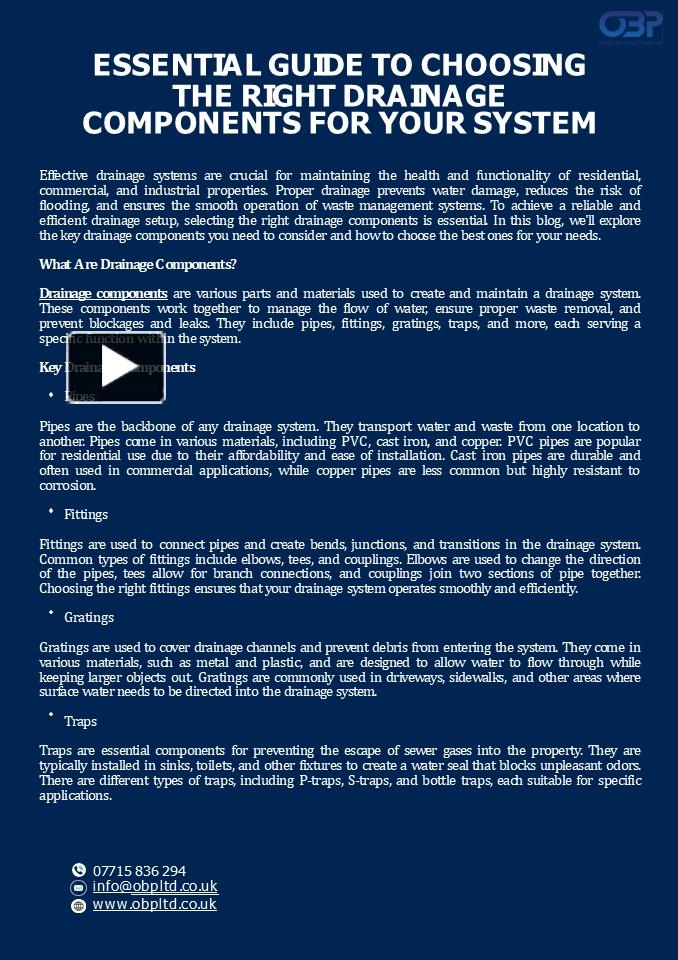 PPT – Essential Guide to Choosing the Right Drainage Components for ...
